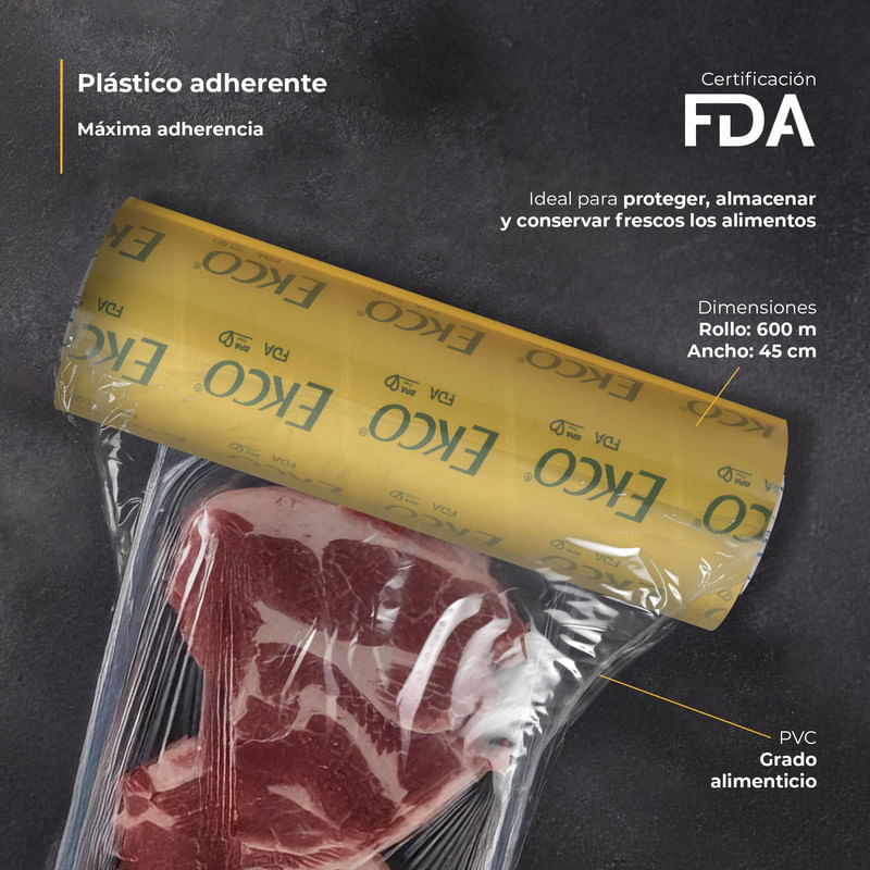 Plástico Adherente Ekco de Grado Alimenticio 600 m x 45 cm
