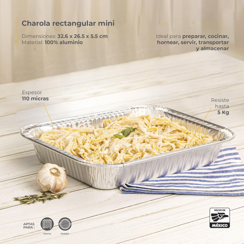 Charola Multiusos Rectangular Mini Ekco Classic de Aluminio Resistente ...